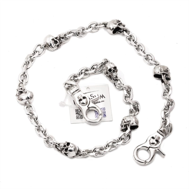 Thunderbolt Skull Cut Leash Wallet chain Silver - UNIQSUM