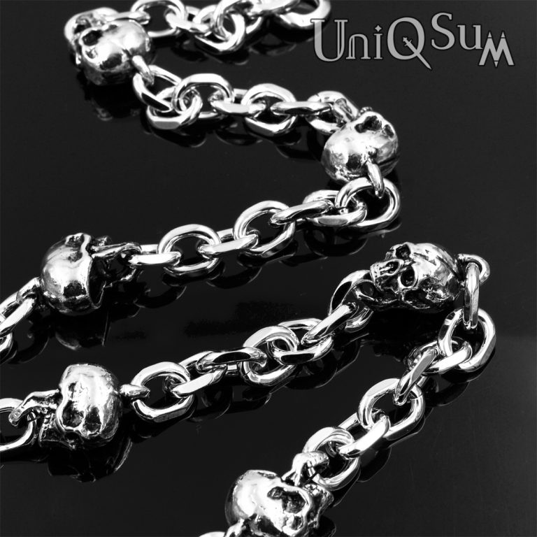 Thunderbolt Skull Cut Leash Wallet chain Silver - UNIQSUM