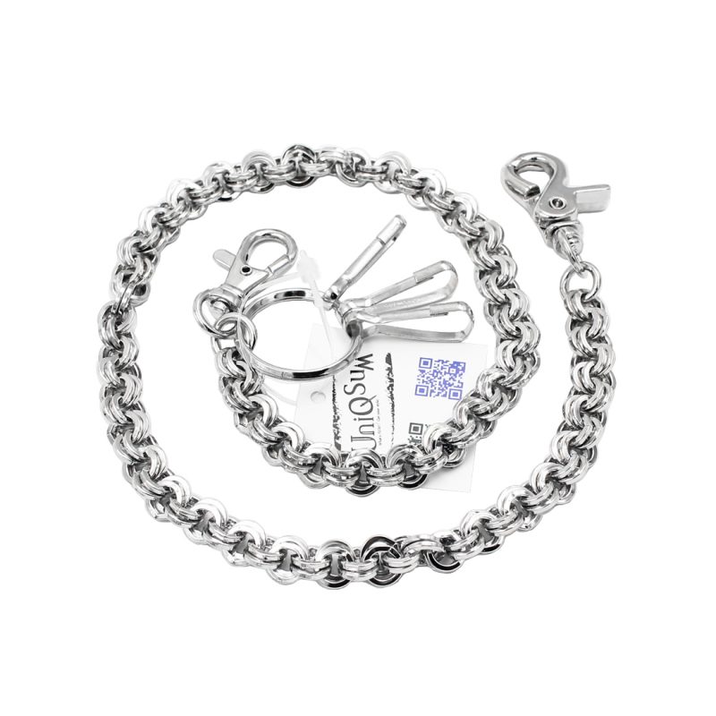 Thunderbolt Skull Cut Leash Wallet chain Silver - UNIQSUM